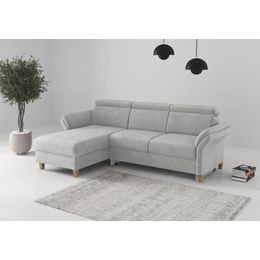Ecksofa Home Affaire, B:253cm H:84cm T:166cmsilber, 90% Polyester, 10% Polyamid, Sofas, "Glendale, L-Form", inkl. Kopfteilverstellung, wahlweise mit