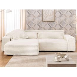 Ecksofa OTTO HOME, B:251cm H:70cm T:144,5cmcreme, 100% Polyester, Wohnzimmer, Sofas, "KINLEE Design-Sofa mit Recamiere rechts/links, Maße B/T/H