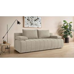 3-Sitzer Home Affaire, B:195cm H:92cm T:93cmbeige, 95% Polyester, 5% Nylon, Sofas, "LOVENDY Schlafsofa mit Bettkasten, Breite 195cm, Liegefläche