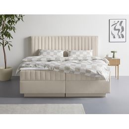 Boxbett HOMSY BY ANA JOHNSON "Moonio inkl. Bettkasten", creme, B:207cm L:214cm, Komplettbetten, erhältlich in verschiedenen Breiten und Härtegraden