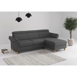 Ecksofa Home Affaire, B:253cm H:84cm T:166cmdunkelgrau, 95% Polyester, 5% Polyamid, Sofas, "Glendale, L-Form", inkl. Kopfteilverstellung, wahlweise
