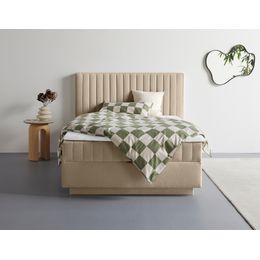 Boxbett HOMSY BY ANA JOHNSON "Moonio inkl. Bettkasten", beige, B:167cm L:214cm, Komplettbetten, erhältlich in verschiedenen Breiten und Härtegraden