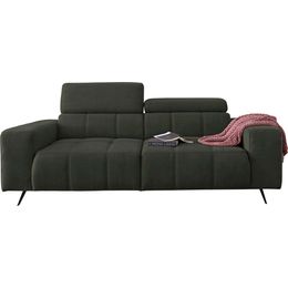 2-Sitzer DOMO collection "Trento, mit Kufenfu&szlig; oder Einzelfu&szlig;", gr&uuml;n, B:208cm H:79cm T:104cm, 100% Polyester, Sofas, whlw. verstellbare Kopfteile, passend f&uuml;r g&auml;ngige Saugroboter