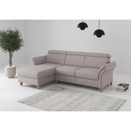 Ecksofa Home Affaire, B:253cm H:84cm T:166cmsilber, 100% Polyester, Sofas, "Glendale, L-Form", inkl. Kopfteilverstellung, wahlweise mit Vorziehsitz