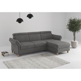 Ecksofa Home Affaire, B:253cm H:84cm T:166cmgrau, 90% Polyester, 10% Polyamid, Sofas, "Glendale, L-Form", inkl. Kopfteilverstellung, wahlweise mit