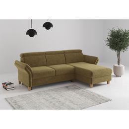 Ecksofa Home Affaire, B:253cm H:84cm T:166cmolive, 100% Polyester, Sofas, "Glendale, L-Form", inkl. Kopfteilverstellung, wahlweise mit Vorziehsitz