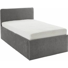 Polsterbett ""Davos", OTTOs Choice Topseller", grau (dunkelgrau), B:145cm H:98cm L:210cm, Bezug Bett: Microfaser (100% Polyester);Bonnell-Federkernmatratze: 51% Polypropylen, 39% Polyester und 10% Baumwolle;Kaltschaummatratze: 100% Polyester, Bezug abnehm- und waschbar bis 60C, Westfalia Schlafkomfort, Betten, inkl. Bettkasten bei Ausführung mit Matratze