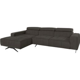 Ecksofa DOMO collection "Trento L-Form, mit Kufenfu&szlig; oder Einzelfu&szlig;", braun (espresso), B:287cm H:79cm T:175cm, 92% Polyester, 8% Nylon, Sofas, Ecksofa, wahlweise mit Kopfteilverstellung, Recamiere links/rechts bestellbar