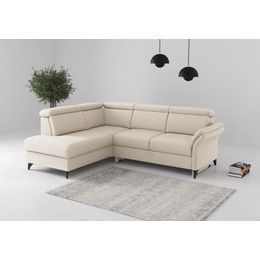 Sit & More Ecksofa SIT & MORE, B:247cm H:84cm T:193cmcreme, 95% Polyester, 5% Polyamid, Wohnzimmer, Sofas, "Glendale, L-Form", inkl. Kopfteilverstellung,