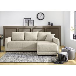 Jockenhöfer Ecksofa, B:234cm T:155cmbeige, beige, schwarz, JOCKENHÖFER GRUPPE, Korpus: 100% Polyester;Kissen: 100% Polyester, Sofas, "Venezia, inklusive