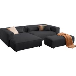 Ecksofa, B:288cm H:66cm T:198cmanthrazit, LeGer Home by Lena Gercke, 100% Polyester, Sofas, "PIARA XXL, L-Form, Schlaffunktion, Cord, Leinenoptik o.