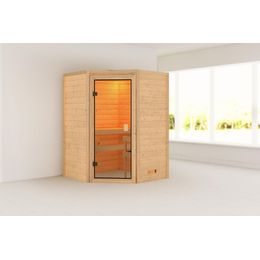 Sauna Karibu ""Anni" mit bronzierter Tür, naturbelassen", beige (naturbelassen), ohne Ofen, ohne Steuerung, (ohne Ofen), Saunen, aus hochwertiger nordischer Fichte