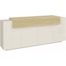 Sideboard Inosign "Coro, Kommode, Schrank, Kredenz, grifflos mit Einlegeböden", eiche chopin, kaschmir, B:200cm H:85,6cm T:45cm, FSC-zertifizierter Holzwerkstoff, Sideboards, 1 Klappe,4 Türen, Doppeltiefe, B/T/H 200x45x85,6cm