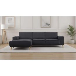 Ecksofa OTTO HOME, B:280cm H:85cm T:152cmdunkelgrau, 100% Polyester, Wohnzimmer, Sofas, "Oland Skandi, weicher Chenille-Stoff", L-Form, 280 cm,