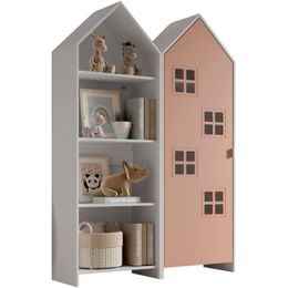 Kleiderschrank Vipack "Set Casami Bruges in trendigem Design, 1 Regal u. 1 Kleiderschrank", korpus weiß, front pink, B:115,2cm H:171,3cm T:37cm, Holzwerkstoff, Schränke, variable Typenanordnung, Kleiderschrank mit Böden und Kleiderstange
