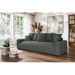 Big-Sofa Home Affaire, B:238cm H:85cm T:98cmdunkelgrün, 100% Polyester, Sofas, "LAKESIDE klein 3-Sitzer Schlafsofa mit Bettkasten, Breite 238 cm",