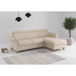 Ecksofa Home Affaire, B:253cm H:84cm T:166cmsand, 100% Polyester, Sofas, "Glendale, L-Form", inkl. Kopfteilverstellung, wahlweise mit Vorziehsitz und