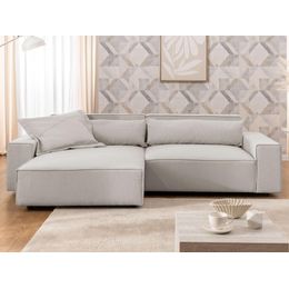 Ecksofa OTTO HOME, B:251cm H:70cm T:144,5cmcreme, 100% Polyester, Wohnzimmer, Sofas, "KINLEE Design-Sofa mit Recamiere rechts/links, Maße B/T/H