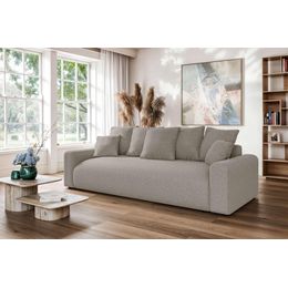 Big-Sofa Home Affaire, B:238cm H:85cm T:98cmbeige, 100% Polyester, Sofas, "LAKESIDE klein 3-Sitzer Schlafsofa mit Bettkasten, Breite 238 cm",