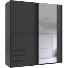 Schwebetürenschrank wimex "Emden moderner Kleiderschrank mit Spiegel und Schubladen BESTSELLER", grau (graphit), B:180cm H:198cm T:64cm, Schränke, Schlafzimmer Schrank Garderobenschrank mit Schwebetüren Topseller