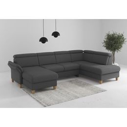 Wohnlandschaft Home Affaire, B:321cm H:84cm T:193cmdunkelgrau, 95% Polyester, 5% Polyamid, Sofas, "Glendale, U-Form", inkl. Kopfteilverstellung,