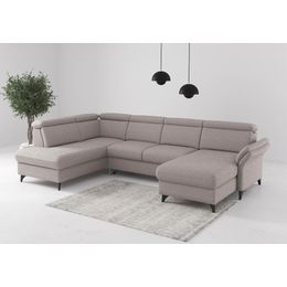 Sit & More Wohnlandschaft SIT & MORE, B:321cm H:84cm T:193cmsilber, 100% Polyester, Sofas, "Glendale, U-Form", inkl. Kopfteilverstellung,wahlweise mit