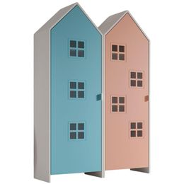 Kleiderschrank Vipack "Set Casami Bruges in trendigem Design, 2 Kleiderschränke", korpus weiß, front blau u. pink, B:115,2cm H:171,3cm T:37cm, Holzwerkstoff, Schränke, variable Anordnung, Kleiderschränke mit Böden und Kleiderstange