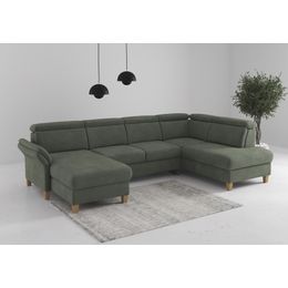 Wohnlandschaft Home Affaire, B:321cm H:84cm T:193cmjungle, 90% Polyester, 10% Polyamid, Sofas, "Glendale, U-Form", inkl. Kopfteilverstellung,