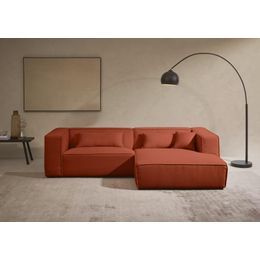 Ecksofa, B:267cm H:66cm T:167cmkupfer, LeGer Home by Lena Gercke, 100% Polyester, Wohnzimmer, Sofas, "PIARA mit Kedernaht, Cord, Leinenoptik o.