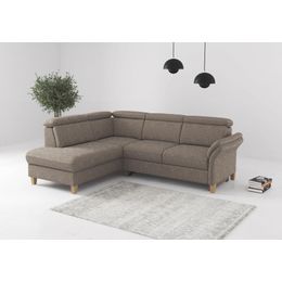 Ecksofa Home Affaire "Glendale, L-Form", cappuccino, B:247cm H:84cm T:193cm, 100% Polyester, Sofas, Ecksofa, inkl. Kopfteilverstellung, wahlweise mit Vorziehsitz und Bettkasten