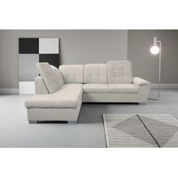Ecksofa WERK2, B:265cm H:103cm T:215cmnatur, 100% Polyester, Sofas, "Bonny inkl. Kopfteilverstellung, Bettfunktion, Stauraum, L-Form", Komfortwunder