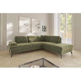 Sit & More Ecksofa SIT & MORE "Morris Jubi L-Form, B: 238 cm", gr&uuml;n (hellgr&uuml;n), B:238cm H:83cm T:202cm, 100% Polyester, Sofas, Ecksofa, mit Armteilfunktion & 1 Zierkissen, optional Bettfunktion
