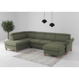 Wohnlandschaft Home Affaire, B:321cm H:84cm T:193cmolive, 95% Polyester, 5% Polyamid, Sofas, "Glendale, U-Form", inkl. Kopfteilverstellung, wahlweise