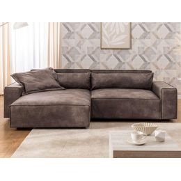 Ecksofa OTTO HOME, B:251cm H:70cm T:144,5cmbeige, 100% Polyester, Wohnzimmer, Sofas, "KINLEE Design-Sofa mit Recamiere rechts/links, Maße B/T/H