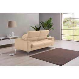 Schlafsofa Egoitaliano "Francine Designsofa, Loungesofa mit Dauerschlaffunktion, Breite 233 cm", beige (champagner), B:233cm H:100cm T:106cm, Leder &raquo;BULL&laquo; (echtes Rindsleder). Geschliffenes, pigmentiertes und behandeltes Rindsleder mit einer Dicke von 1, 3-1, 5 mm. Dieses Leder zeigt eine ziemlich weiche Hand mit einem halb undurchsichtigen Aussehen. Es handelt sich um ein gesch&uuml;tztes Leder. Eine 