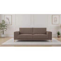 3-Sitzer OTTO HOME, B:224cm H:85cm T:83cmbraun, 100% Polyester, Sofas, "Oland Skandi, weicher Chenille-Stoff", 224 cm, Wellenunterfederung,