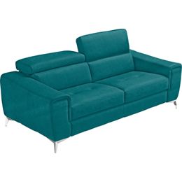 2,5-Sitzer Egoitaliano "Francine, Designsofa, Loungesofa, Breite 213 cm, Fu&szlig;farbe chrom", blau (teal), B:213cm H:100cm T:106cm, Sofas, Designfu&szlig;, Luxus-Microfaser BLUSH, teal