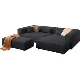 Ecksofa, B:288cm H:66cm T:198cmanthrazit, LeGer Home by Lena Gercke, 100% Polyester, Sofas, "PIARA XXL, L-Form, Schlaffunktion, Cord, Leinenoptik o.