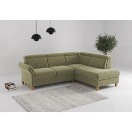 Ecksofa Home Affaire, B:247cm H:84cm T:193cmhellgrün, 100% Polyester, Sofas, "Glendale, L-Form", inkl. Kopfteilverstellung, wahlweise mit Vorziehsitz