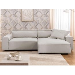 Ecksofa OTTO HOME, B:251cm H:70cm T:144,5cmcreme, 100% Polyester, Wohnzimmer, Sofas, "KINLEE Design-Sofa mit Recamiere rechts/links, Maße B/T/H