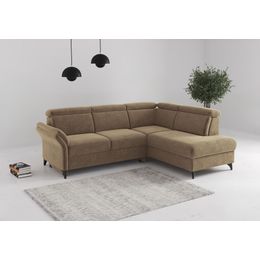 Sit & More Ecksofa SIT & MORE, B:247cm H:84cm T:193cmhellbraun, 100% Polyester, Wohnzimmer, Sofas, "Glendale, L-Form", inkl. Kopfteilverstellung, wahlweise mit
