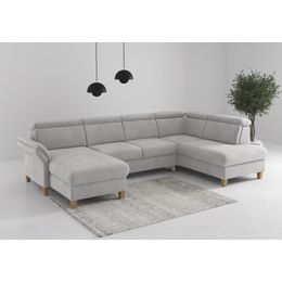 Wohnlandschaft Home Affaire, B:321cm H:84cm T:193cmsilber, 90% Polyester, 10% Polyamid, Sofas, "Glendale, U-Form", inkl. Kopfteilverstellung,