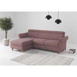 Ecksofa Home Affaire, B:253cm H:84cm T:166cmaubergine, 100% Polyester, Sofas, "Glendale, L-Form", inkl. Kopfteilverstellung, wahlweise mit