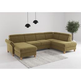 Wohnlandschaft Home Affaire, B:321cm H:84cm T:193cmolive, 100% Polyester, Sofas, "Glendale, U-Form", inkl. Kopfteilverstellung, wahlweise mit