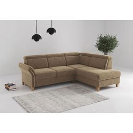 Ecksofa Home Affaire, B:247cm H:84cm T:193cmhellbraun, 100% Polyester, Sofas, "Glendale, L-Form", inkl. Kopfteilverstellung, wahlweise mit