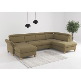 Wohnlandschaft Home Affaire, B:321cm H:84cm T:193cmolive, 100% Polyester, Sofas, "Glendale, U-Form", inkl. Kopfteilverstellung, wahlweise mit