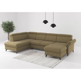 Sit & More Wohnlandschaft SIT & MORE, B:321cm H:84cm T:193cmolive, 100% Polyester, Sofas, "Glendale, U-Form", inkl. Kopfteilverstellung,wahlweise mit