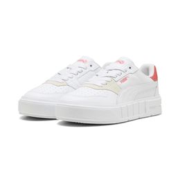 Sneaker Puma "Cali Court Match Sneakers Damen", Damen, Gr. 37, wei&szlig; peach frost rot, Obermaterial: Kuhleder, Synthetik. Futter: Textil. Innensohle: Textil. Laufsohle: Gummi, Schuhe Sneaker