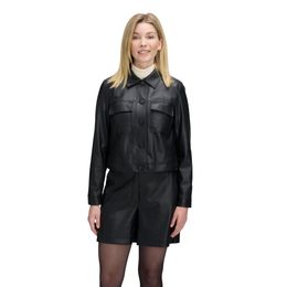 BETTY & CO Jackenblazer BETTY & CO "Damen Lederjacke langarm", Damen, Gr. 46, grün (schwarz), Obermaterial: 100% Polyurethan, 100% Polyester. Futter: 100% Polyester., lässig geschnitten normal, Blazer