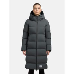 Steppmantel Khujo "Finnie3", Damen, Gr. L (40), grün, Obermaterial: 100% Nylon; Innenfutter: 100% Nylon; Wattierung: 100% Polyester, Basic, tailliert ca. Mitte Knie, hoch geschlossener Ausschnitt, eng Bündchen, Mäntel, Warmer Damen Wintermantel mit großer Kapuze